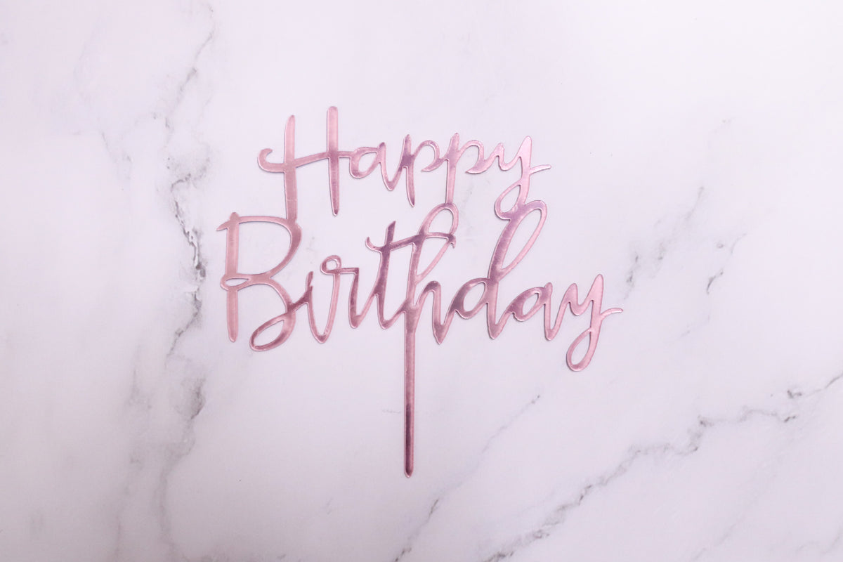 Pink Happy Birthday Cake Topper | Birthday Cake Online