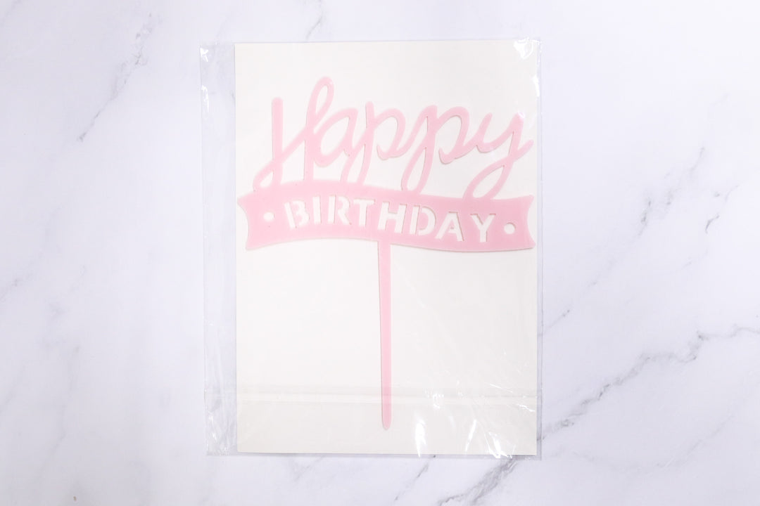 Pastel Pink Happy Birthday Cake Topper | Birthday Cake Online